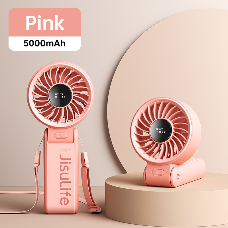JISULIFE Handheld Fan Life7 Mini Fan Portable Rechargeable Electric ...