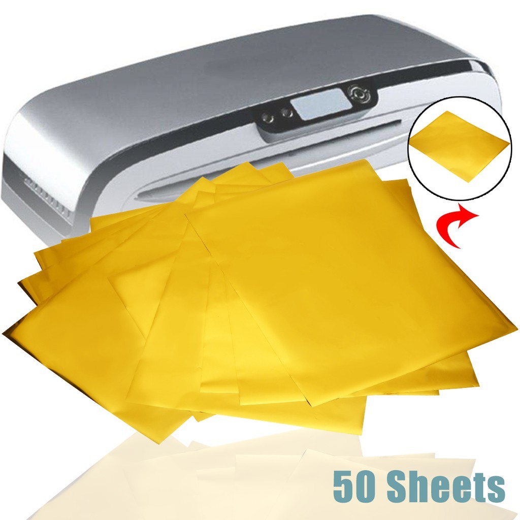 50pcs A4 Hot Gold Heat Transfer Foil Paper Laser Printer Foil Papers 8 ...