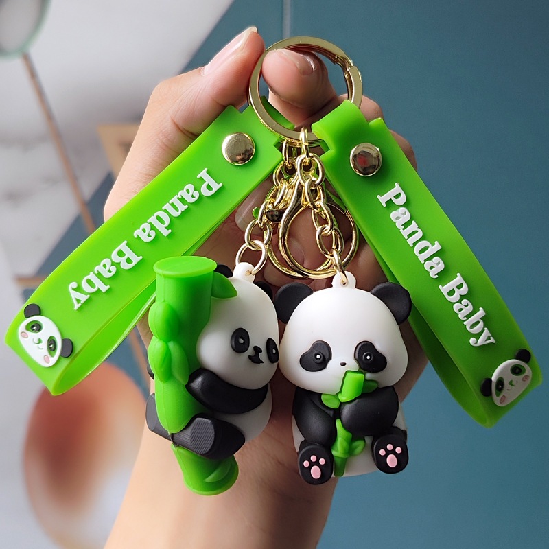 1PC Creative Panda Keychain Cartoon Cute Panda Bag Pendant PVC Doll Key ...