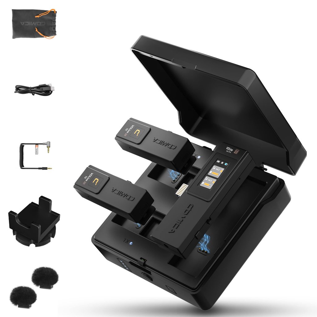 Comica VDLIVE10 2.4G Wireless Lavalier Microphone, Dual Wireless Lapel ...