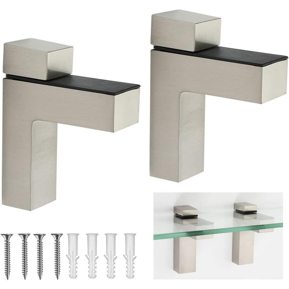 2pcs Glass Clamp Shelf Brackets Glass Holder Adjustable Shelves Brushed ...