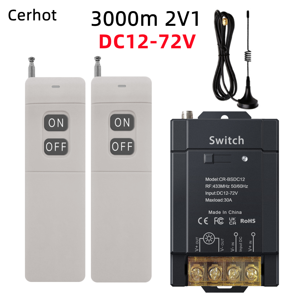 Cerhot Wireless Remote Switch, DC 12V 24V 48V 72V，30A 5000W Relay ...