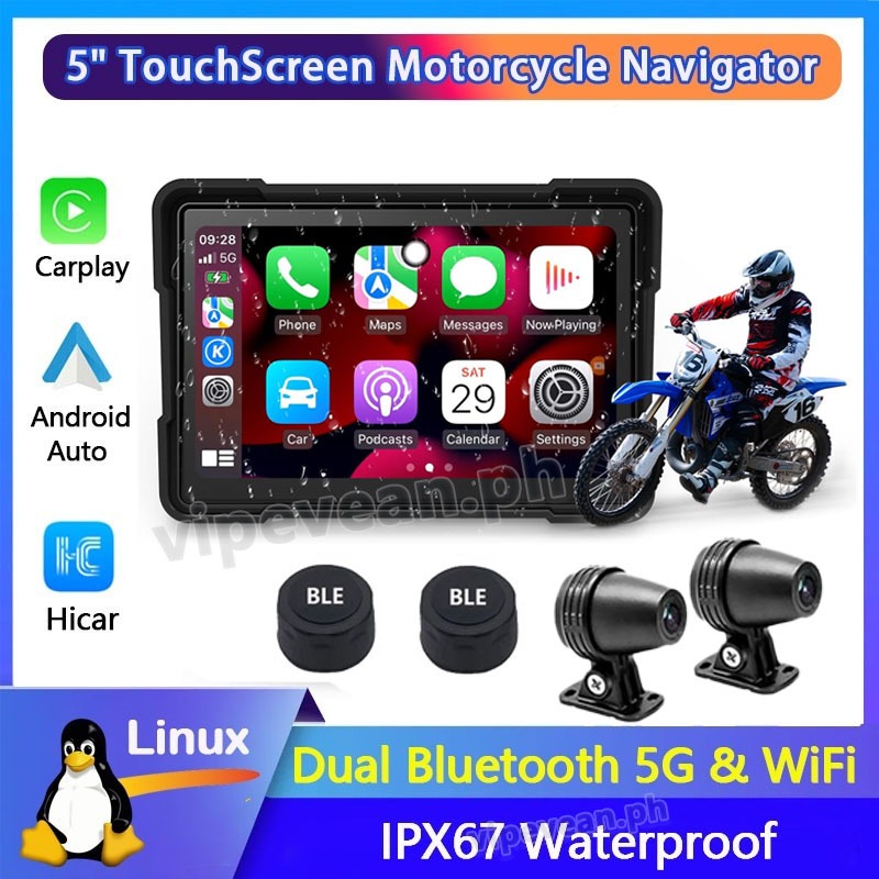 2024 New 5 Inch Motorcycle GPS Navigation Wireless Apple Carplay ...
