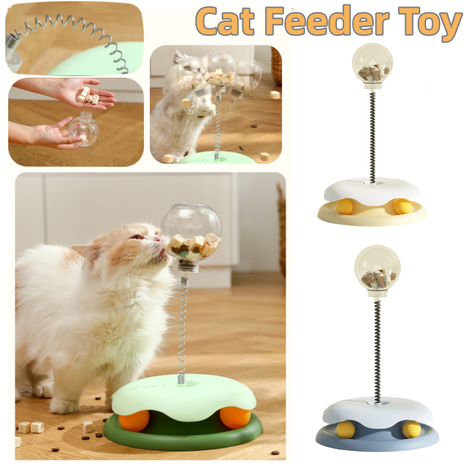 Interactive Cat Turntable Toys Leaky Food Pet Feeding Device Dispenser ...
