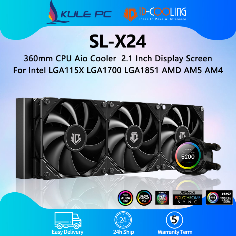 ID Cooling SL-X24 360mm CPU Aio Cooler 2.1 Inch Display Screen ...