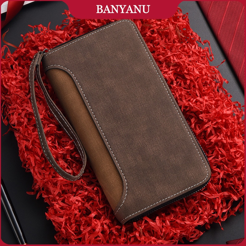 BANYANU Men PU Leather Coin Purse Zipper Cellphone Bag Large Capacity ...