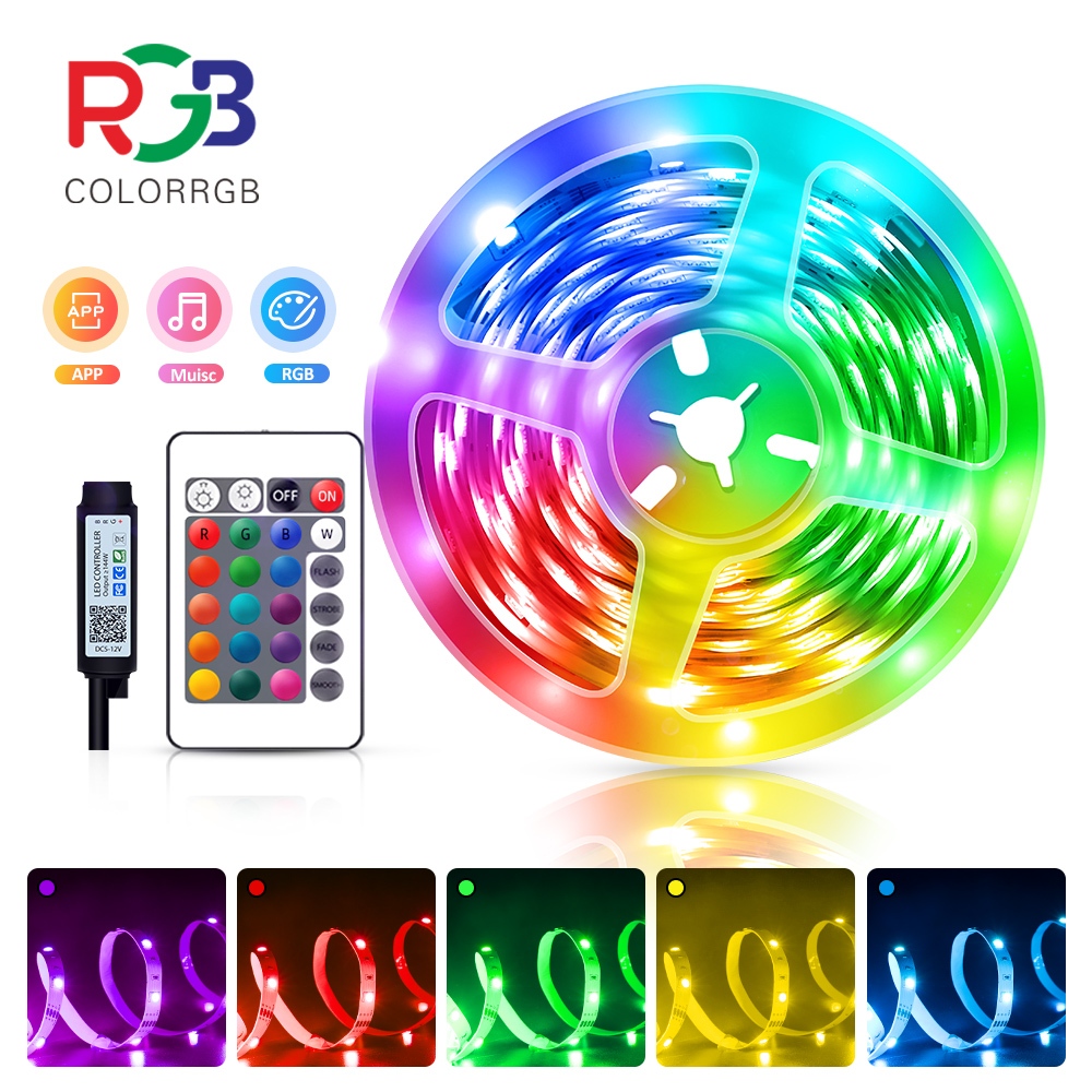 LED Strip Light 1-5M APP+Remote Control Music Smart Color Changing SMD ...
