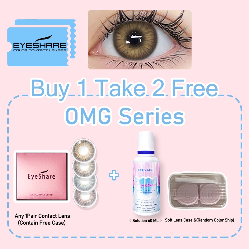 [Buy 1 take 2]Eyeshare OMG Contact Lens With Solution60ml + Case 14mm ...