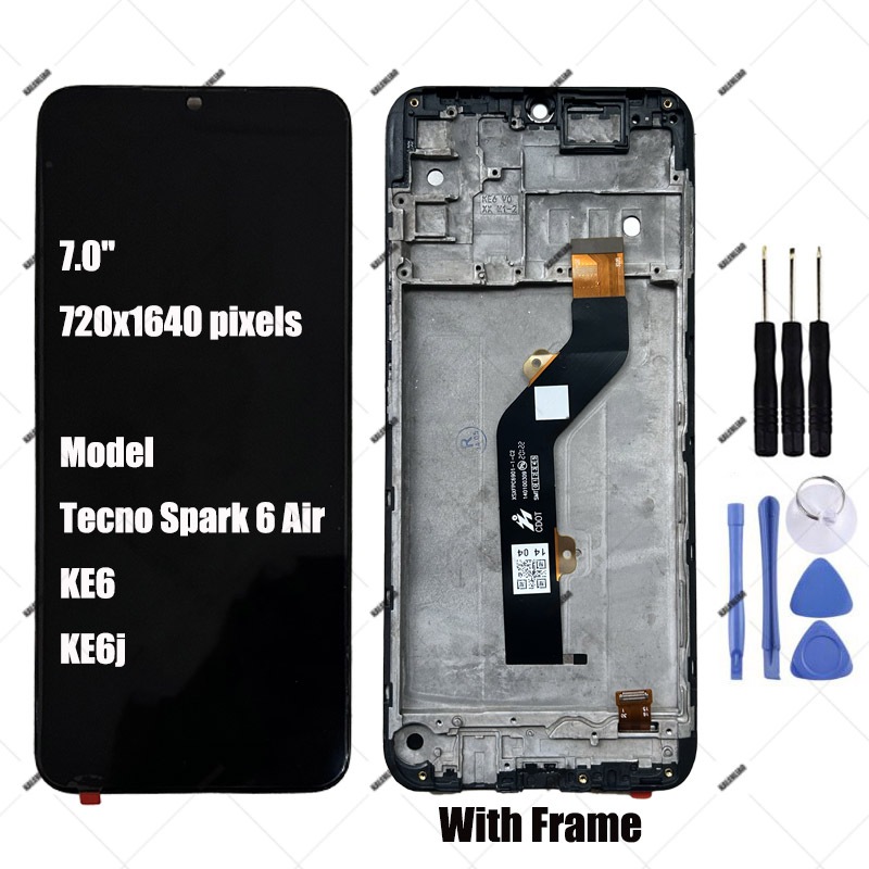 For Tecno Spark 6 Air / KE6 / KE6j LCD Display Touch Screen Digitizer Assembly Replacement 7.0 ...