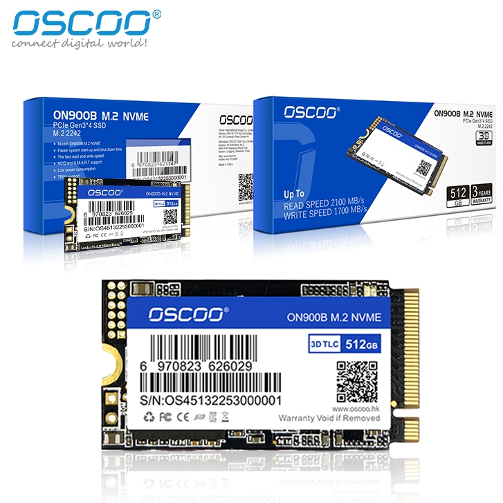 OSCOO SSD 1TB PCIe Gen3 Up to 2100MB/s, 3D NAND Flash NVMe M.2 2242 ...