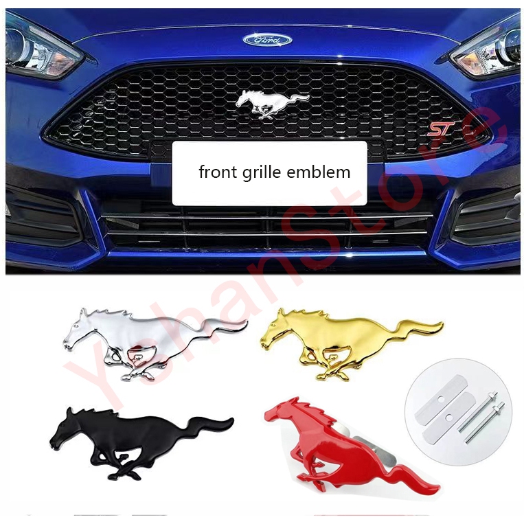For Mustang Logo Car Front Grille Emblem For Ford Mustang Mondeo Ranger ...