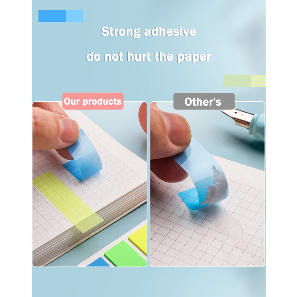 200 Sheets Color Transparent Fluorescent Sticky Note Flags Tabs Page ...