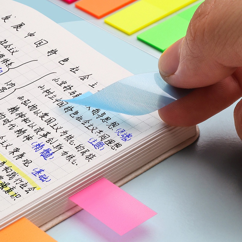 200 Sheets Color Transparent Fluorescent Sticky Note Flags Tabs Page ...