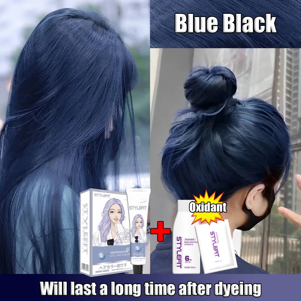 STYLEFIT Hair Color Permanent Blue Black(100ml Hair Dye+100ml Oxidizer ...