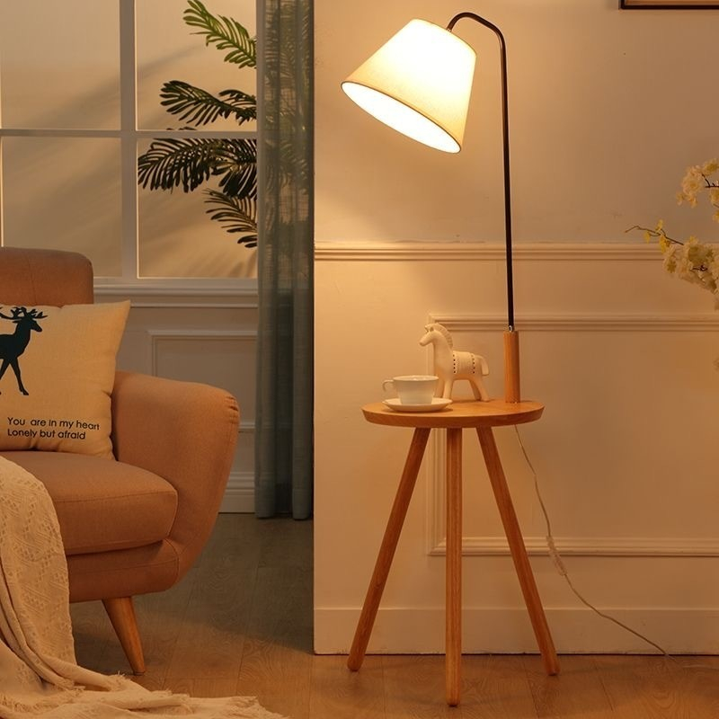 Floor Lamp with Table, End Table Lamp with Shelves & Warm light LED ...