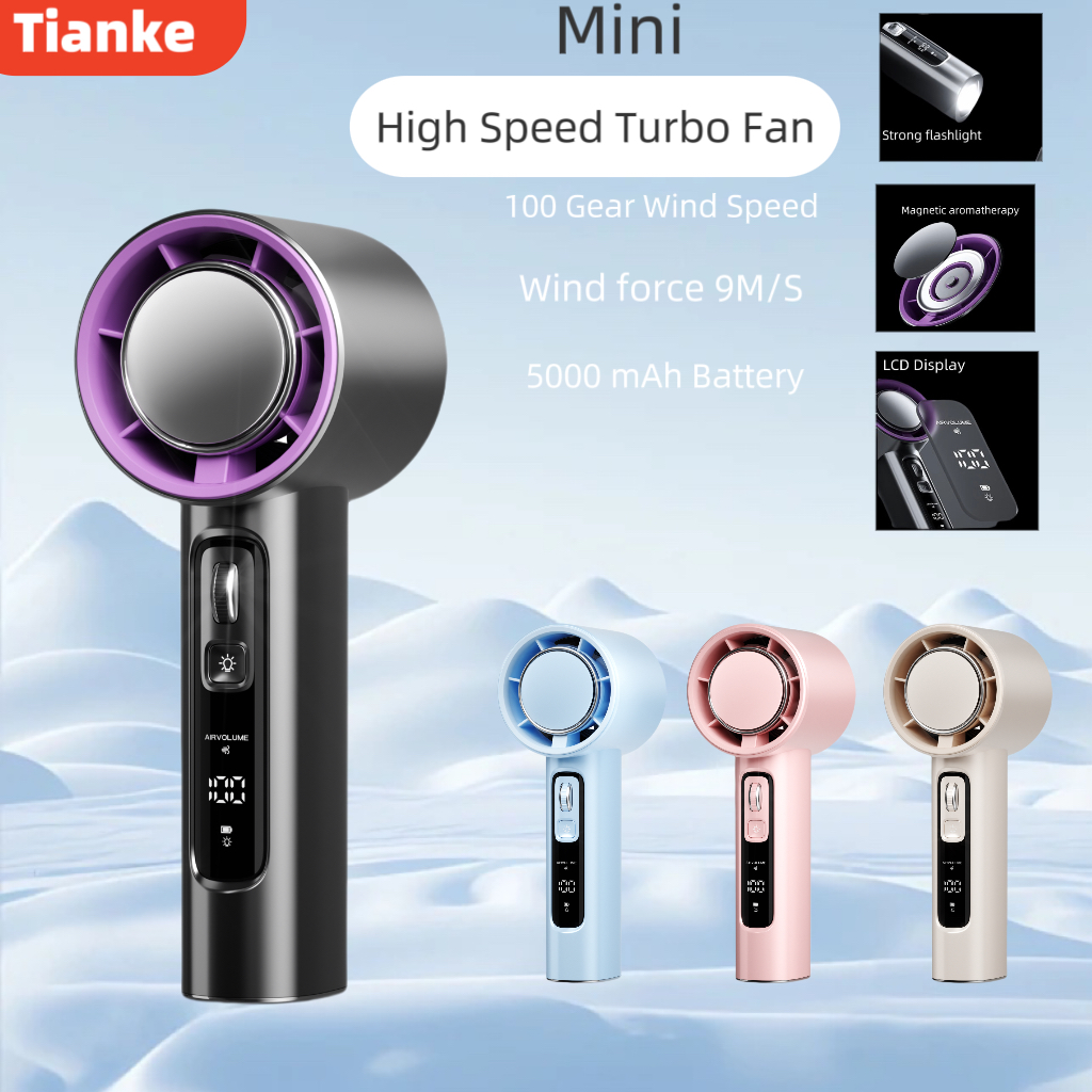 Turbo Fan Mini fan rechargeable 3in1 100 Gears High Speed Handheld Fan ...
