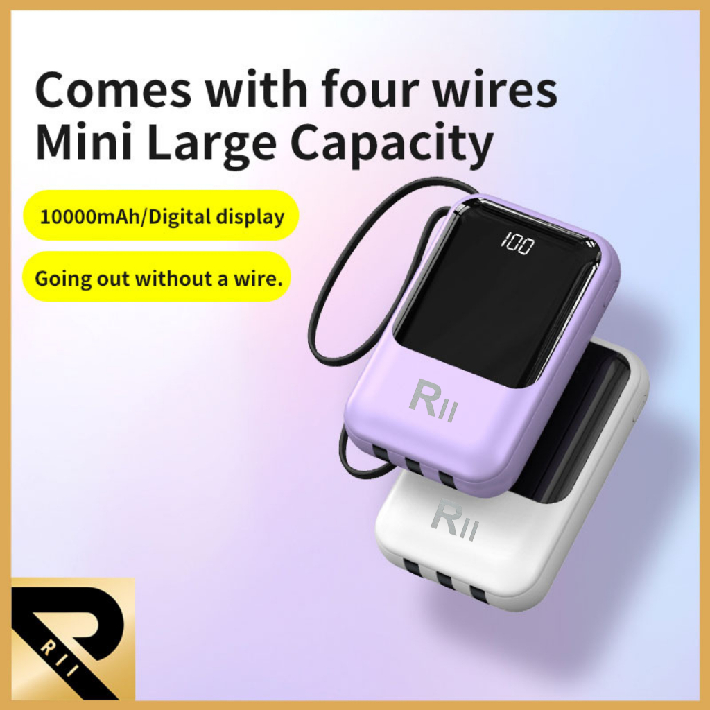 RII Mobile power bank 10000mAh large capacity 3 in 1 portable mini mobile powerbank with LED ...