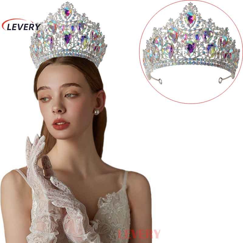 Levery 2024 New Big Crown Crystal Rhinestone Pageant Crowns Baroque ...