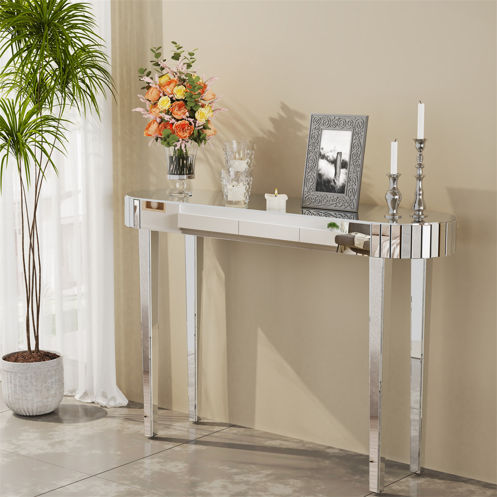 Mirrored Console Table Splendid Silver Entryway Hall Table Home Vase ...
