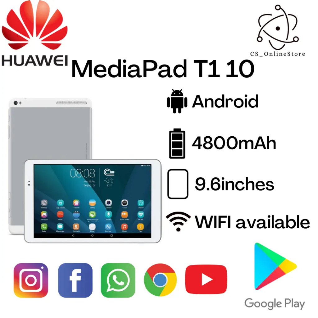 HONOR MEDIAPAD T1 10 (T1- A23L/A21W) USED TABLET 4G Tablet PC | Shopee ...