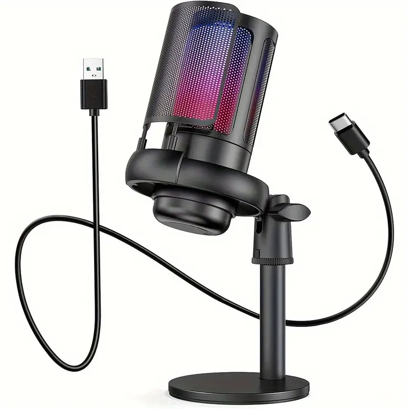 RGB USB Microphone Cardioid Condenser Mic Deskop Microphone with Mic ...