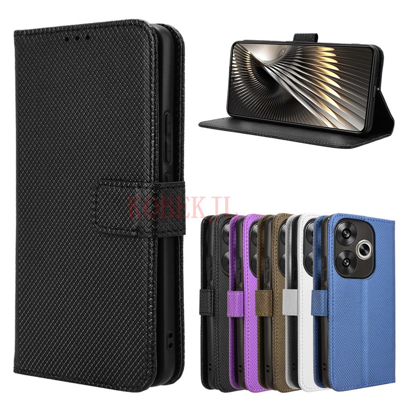 Poco F6 Pro Case Flip Diamond Magnetic Phone Card Slot Stand Case ...