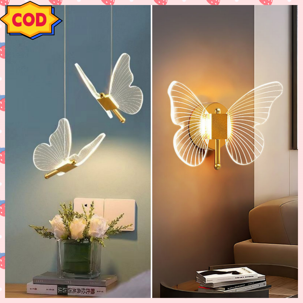 【Warranty】 Butterfly LED Pendant Light 6W Tricolor Butterfly Wall Light ...