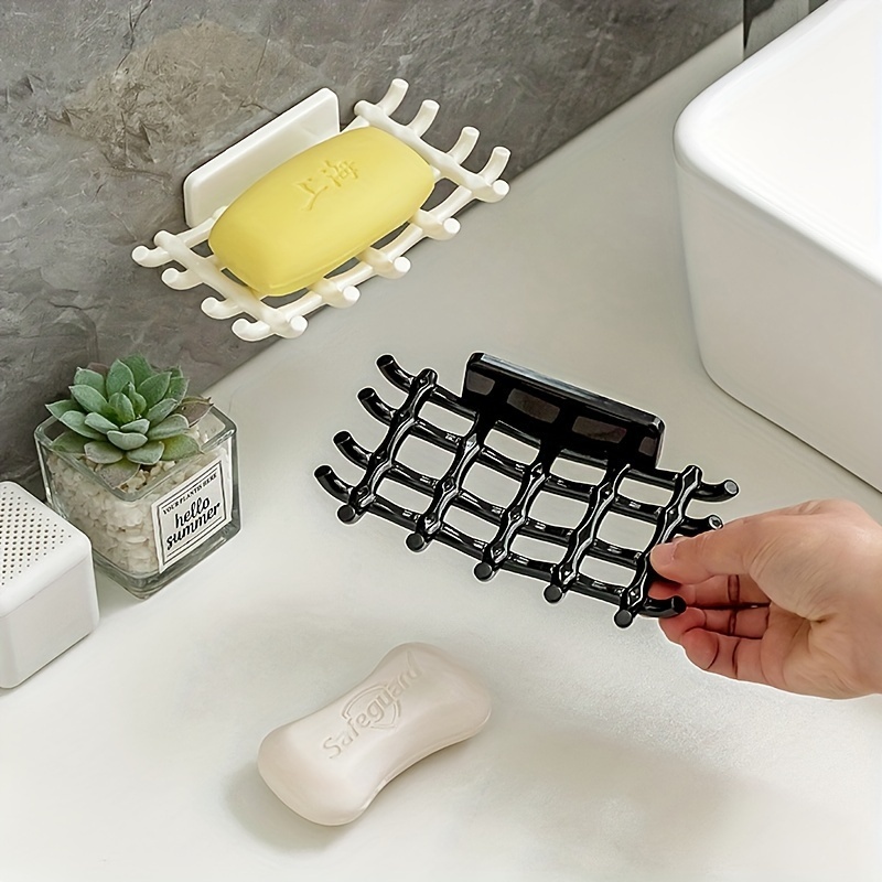 Soap Rack Wall Mounted Soap Holder Plastic Soap Sponge Dish Bathroom ...