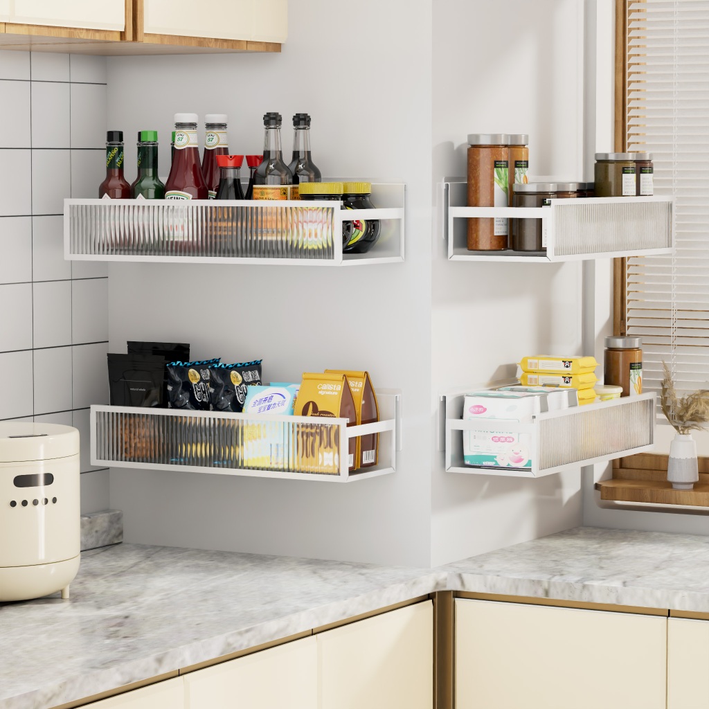 3pcs Kitchen Storage Rack Free Punching Wall Mounted Kitchen Organzier ...