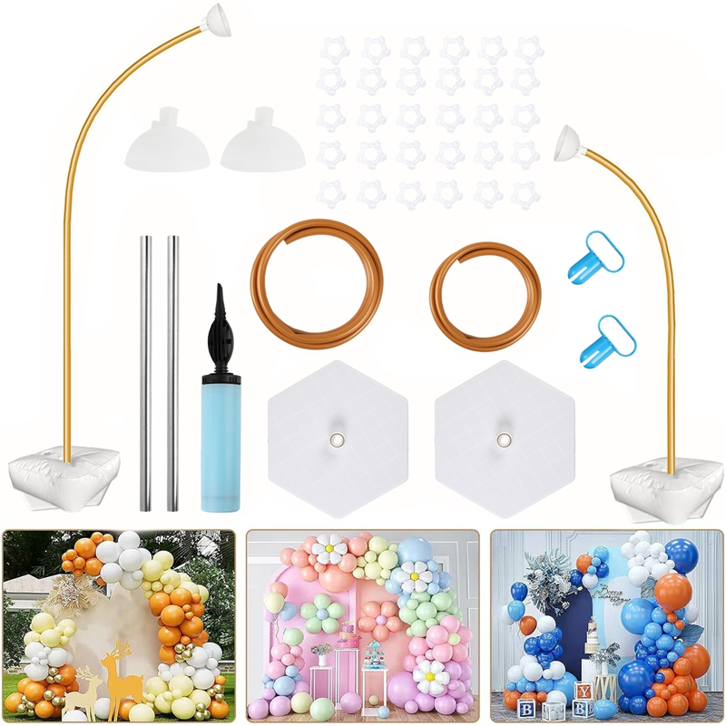 Golden Curved Balloon Arch Stand Large Backdrop Frame Adjustable Half ...