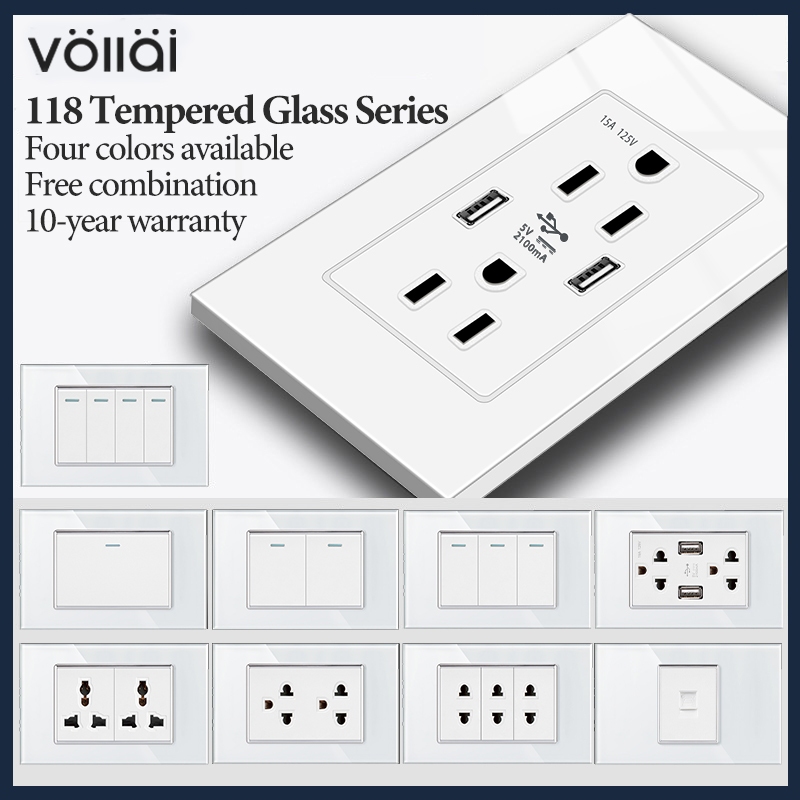 Outlet 1 2 3 4 Gang 1 2 3 Way Wall Switch for Light 220V Electrical ...
