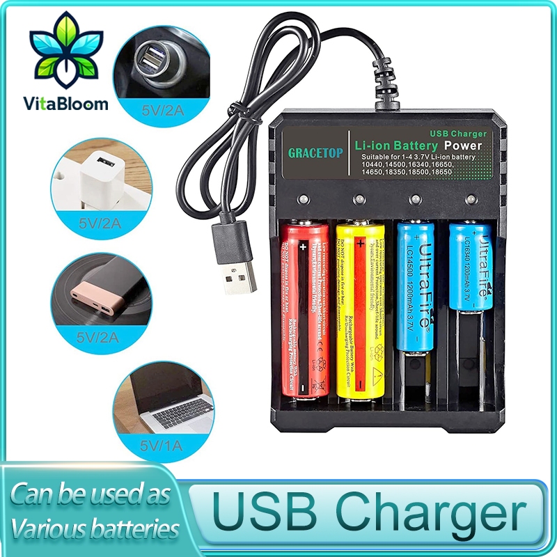 【COD】18650 Battery Charger 4-Bay 5V 2A for charger for battery 3.7V Li-ion Red/Green Display ...