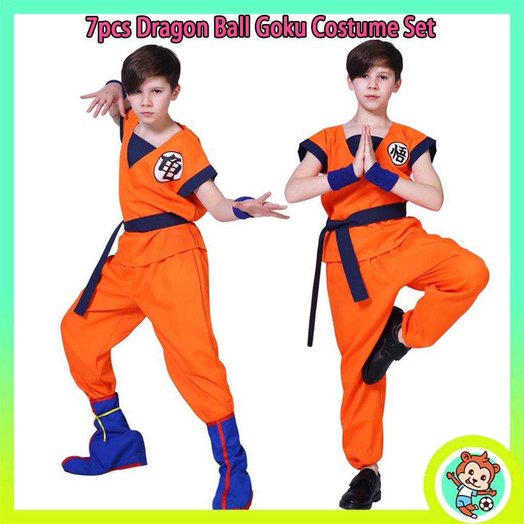 7pcs Set Anime Dragon Ball Goku Costume Adult Kids Son Goku Turtle ...