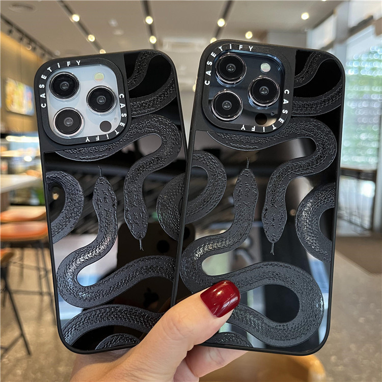 Mirror Casing Black Snake For iPhone 11 12 13 14 15 16 Pro Max X XR ...