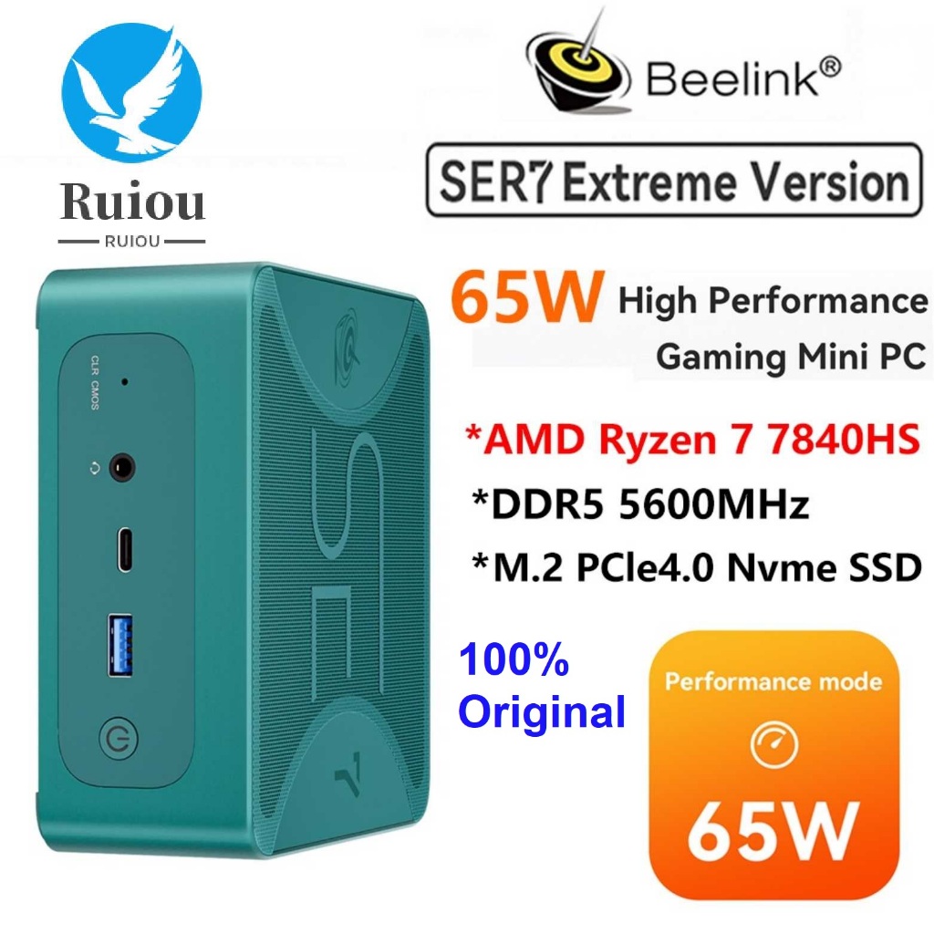 Beelink SER7 MAX AMD Ryzen 7 7840HS Mini PC 32GB 1TB DDR5 5600MHz PCle4.0 Nvme SSD Windows 11 ...