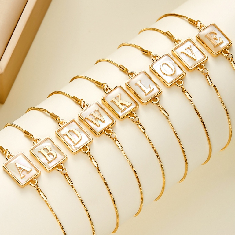 Fashion Luminous Capital A-Z English Letters Stainless Steel Bracelet ...