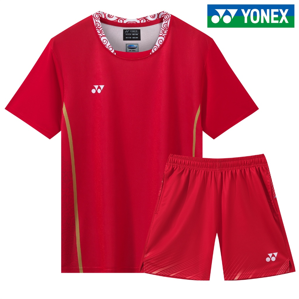 2024 New Yonex Badminton Set Men's and Women's Short Sleeve Table Tennis Competition Sports Set ...