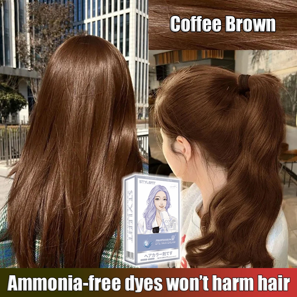 STYLEFIT Hair Color Permanent Coffee Brown(100ml Hair Dye+100ml Oxidant ...