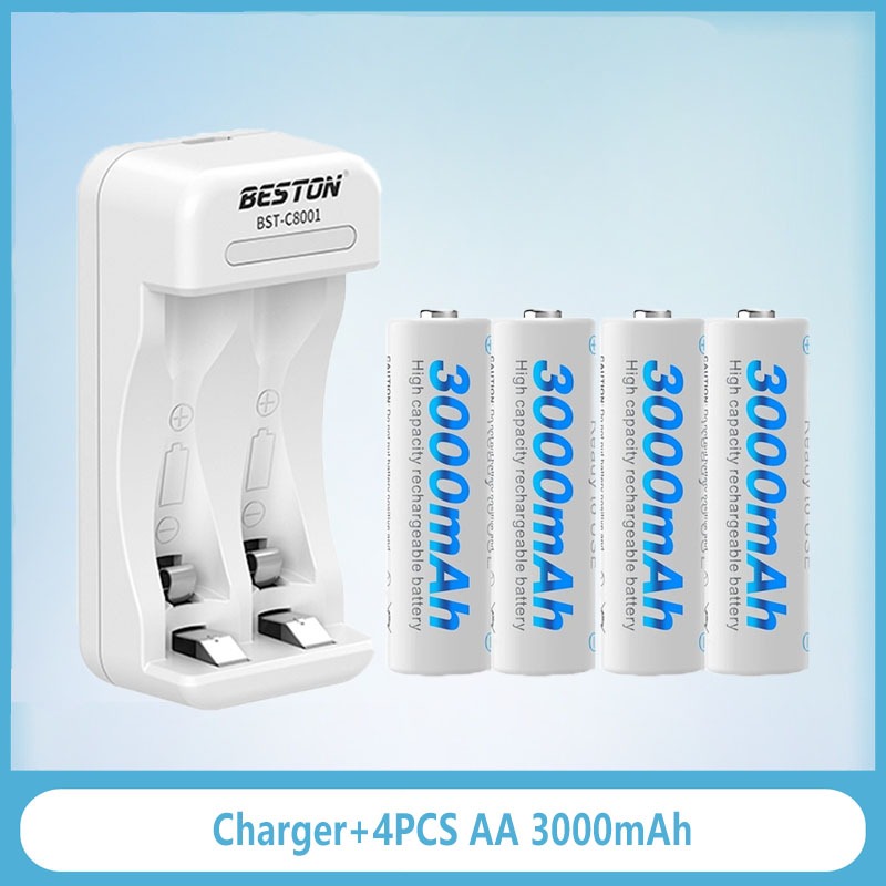 Beston BST-C8001 2-Slot Charger + Beston AA AAA 1.2V NIMH Battery ...