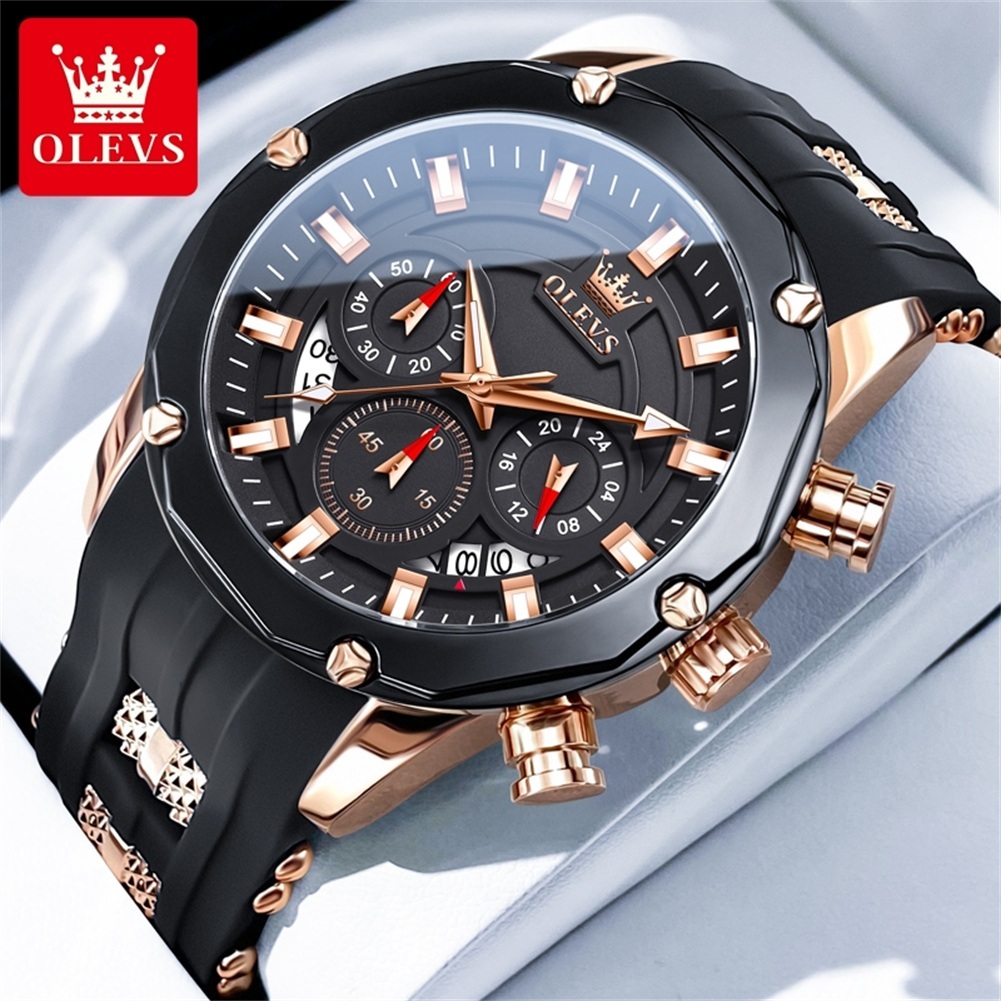 OLEVS Watch For Men Original Water Proof Silicone strap With Box 9991 ...