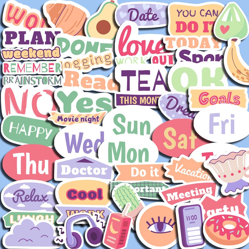 【65pcs】English letters Stickers Cute Cartoon Decorate Stationery ...