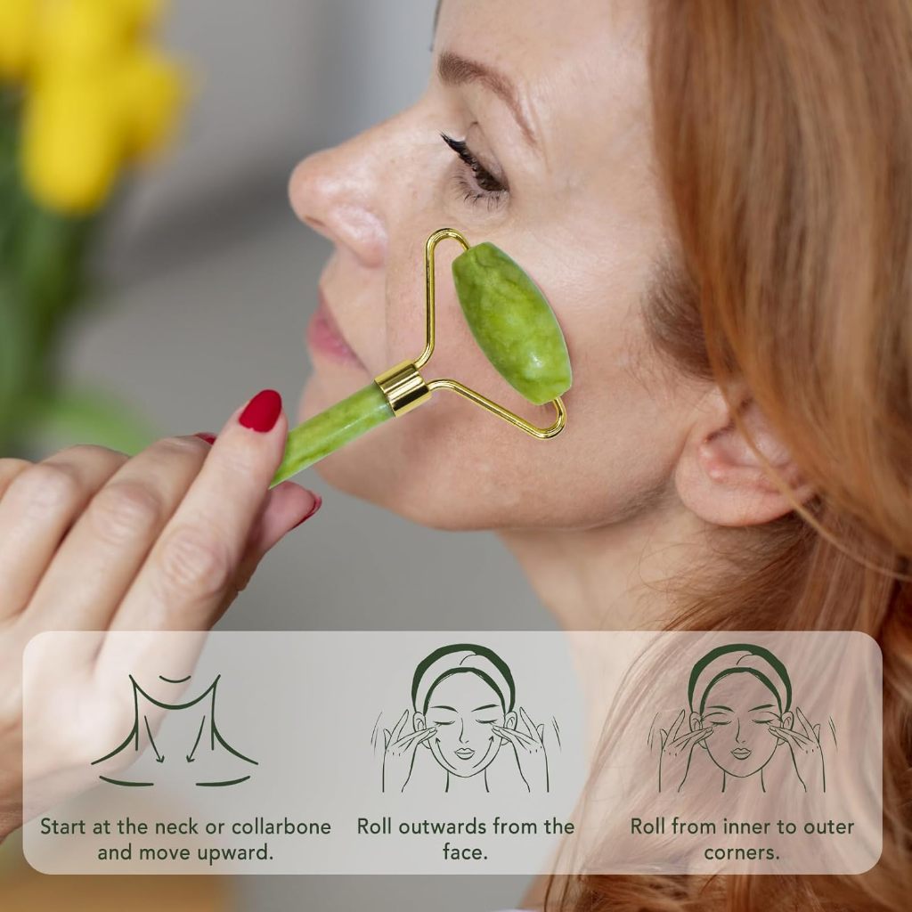 Gua Sha Facial Tools Jade Roller for Face Wrinkles Massager Natural ...
