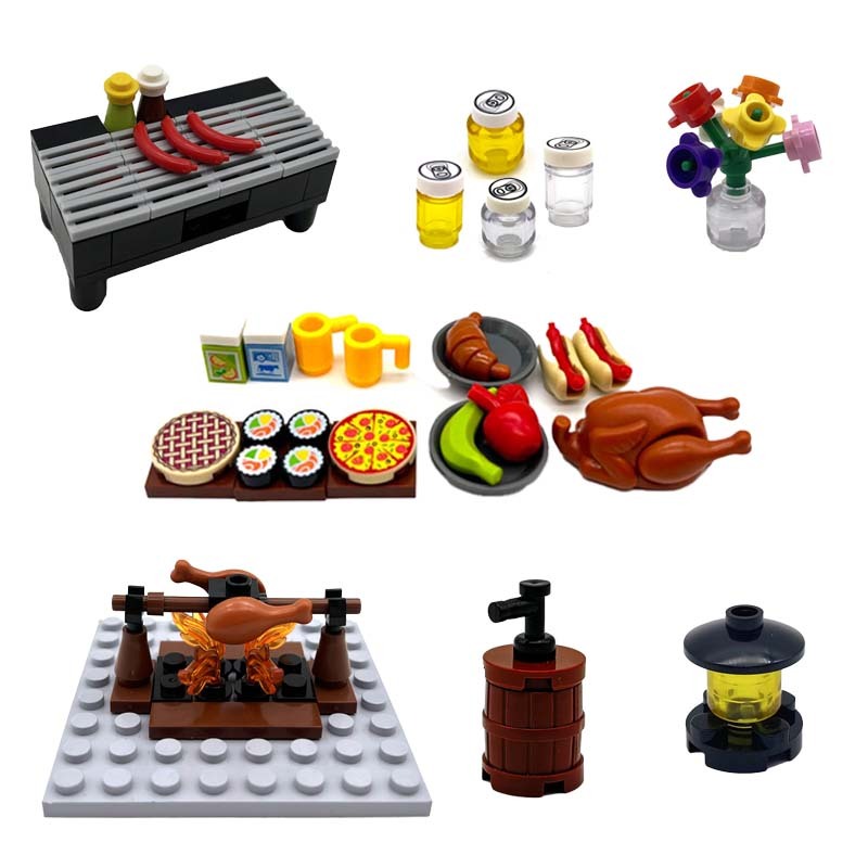 MOC Food Building Blocks Picnic Scene Kitchen Accessories Friut Banana ...