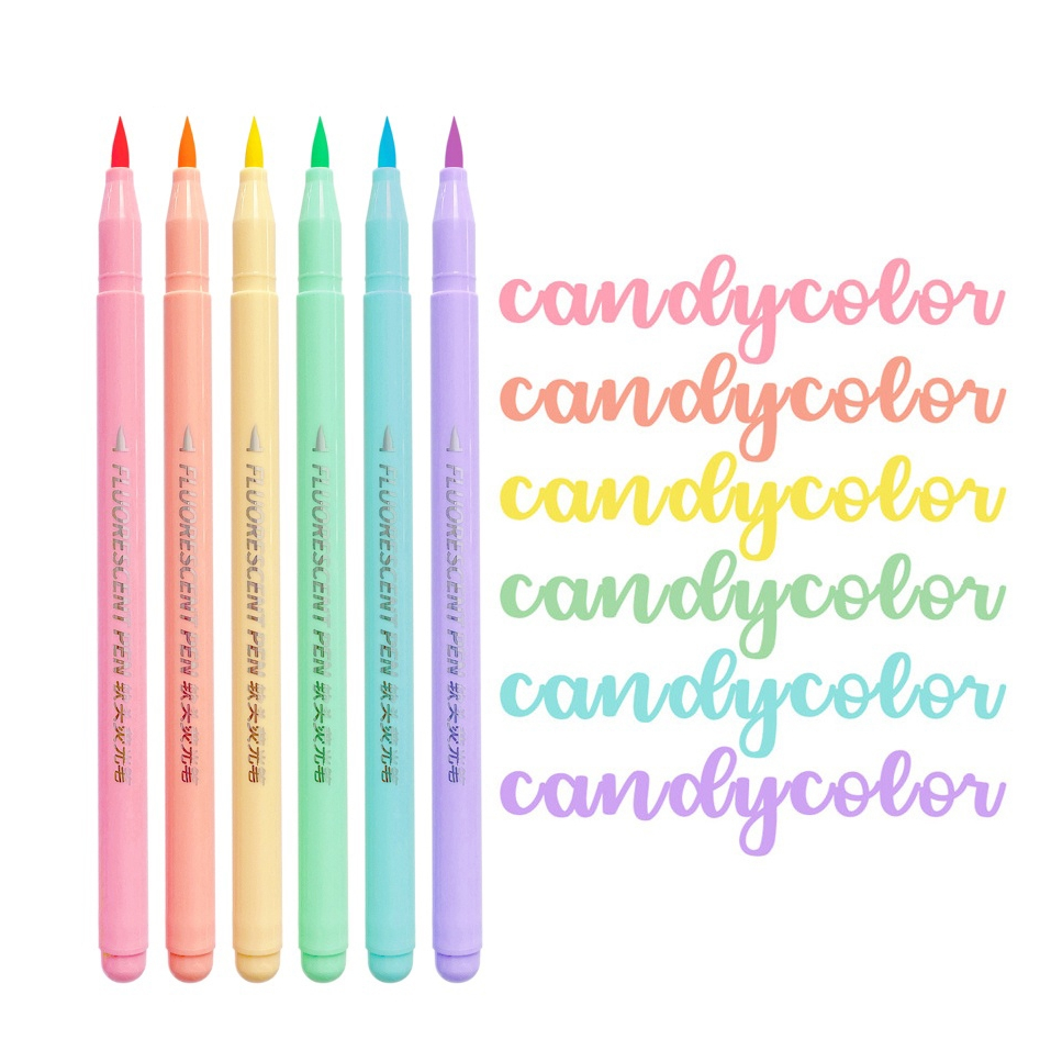 6 Colors HIghlighter Pen Set Candy Color Fluorescent Marker Pen For DIY ...
