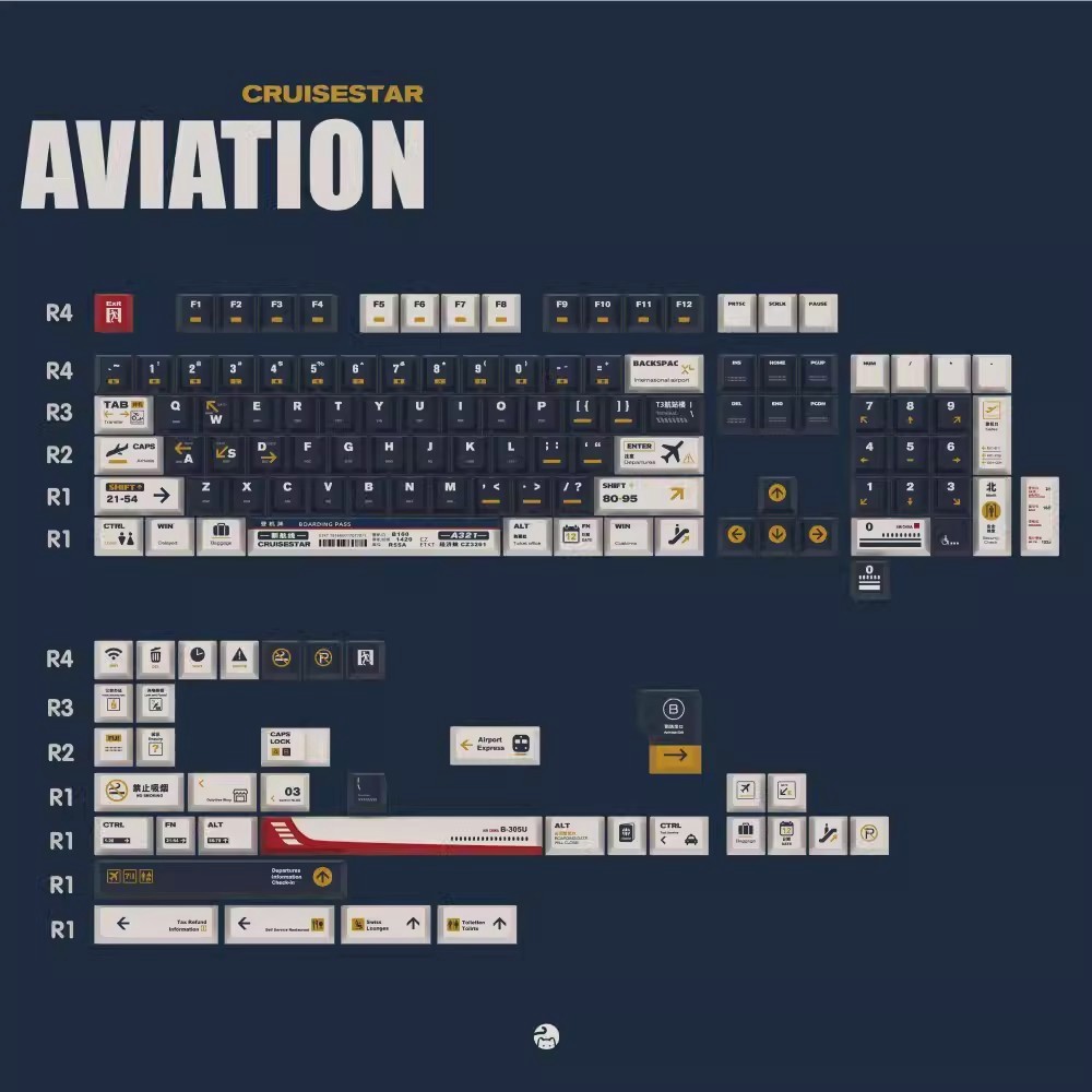 142 Keys Aviation Keycaps Cherry Profile Keycap PBT Dye Sublimation ...