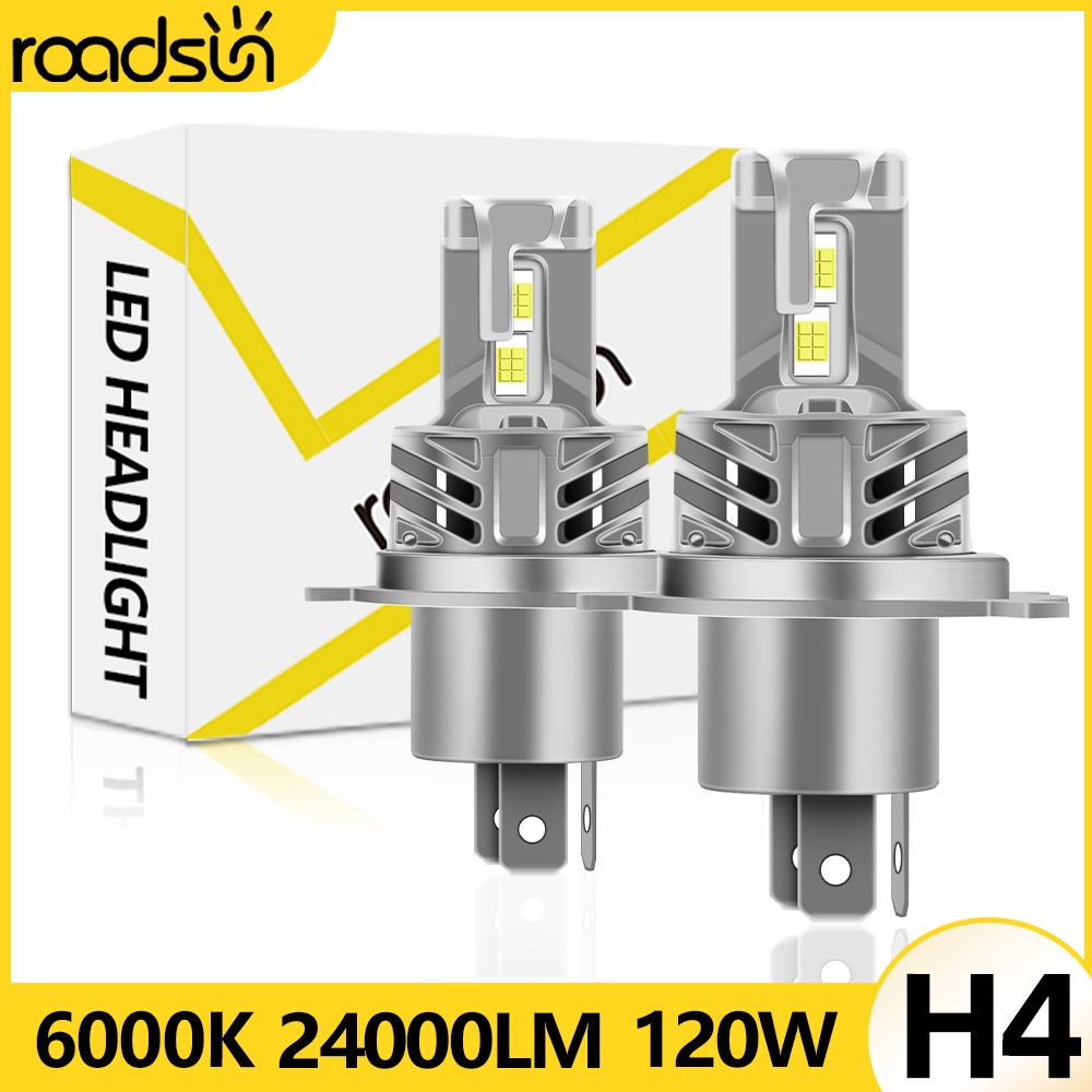 Roadsun 2Pcs H4 LED Headlights Wireless 9003 HB2 Hi/Lo All-In-One 24000LM 120W CSP 3570 Chips ...