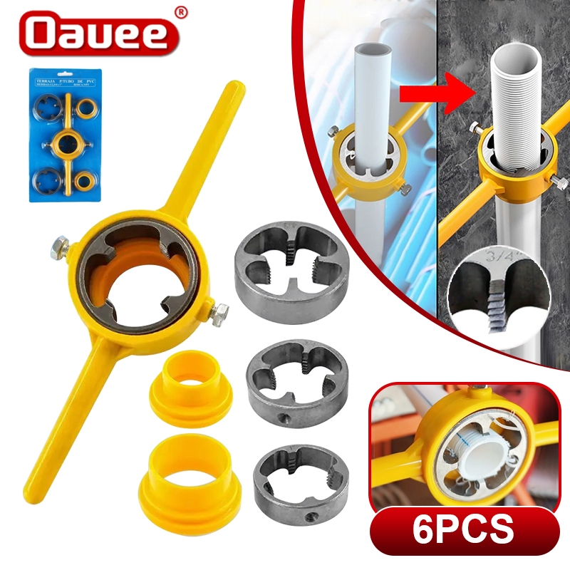 6Pcs Plastic Pipe Thread Die Kit PVC/NPT Thread Maker 1/2" 3/4" 1 ...