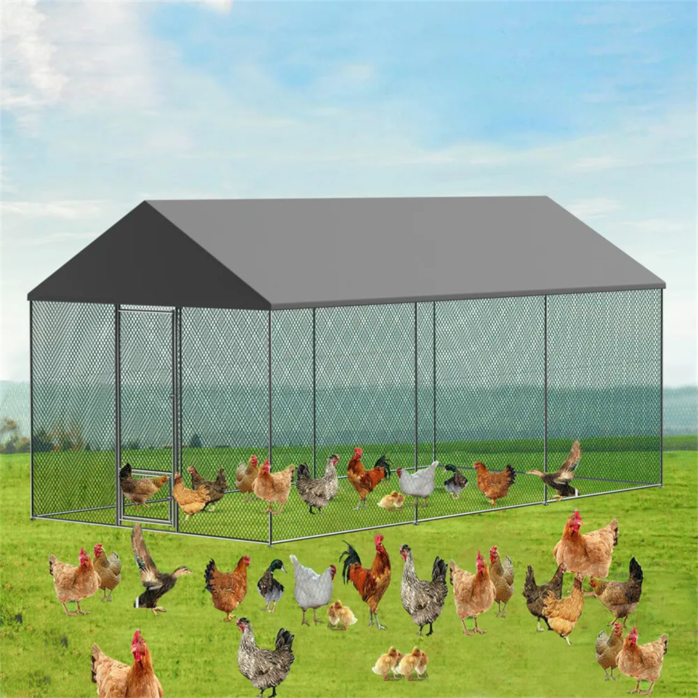 XXL 2.7m Spacious Chicken Coop Run Large Walk In Pet Cage Heavy Duty ...