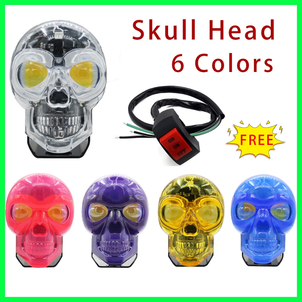 Skull Head Mini Driving Light Led 6 Colors Flashing Mode Motorcycle ...