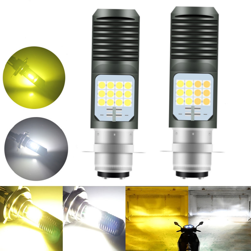 1pcs Led Motorcycle Headlight Bulbs P15D Two-color Hi Lo beam Motorbike Front light Scooter ...